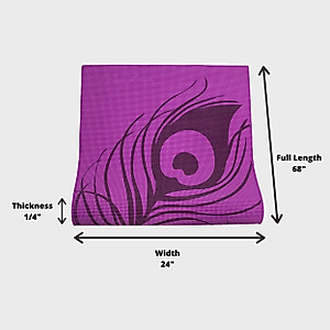 Wai Lana Yoga and Pilates Mat (Peacock Feather, Purple)- 1/4 Inch Extra Thick Non-Slip Stylish, Latex-Free, Lightweight, Optimum Comfort