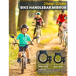 ROTOPATA Bike Mirror Handlebar Mount 1 Pair, 360° Adjustable HD Scratch Resistant Glass Lens, Safe E-Bike Mirror, 21-32mm Handlebar, Bicycle Mirrors Accessories for Ebike Mountain Road Bike Scooter