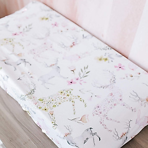 Oilo Changing Pad Cover, Breathable 100% Turkish Cotton Fitted Jersey, 300 Thread Count, Machine Washable, Fits Standard Changing Pads (32" x 16"), Girl, Boy, & Neutral Nursery Design, Fawn