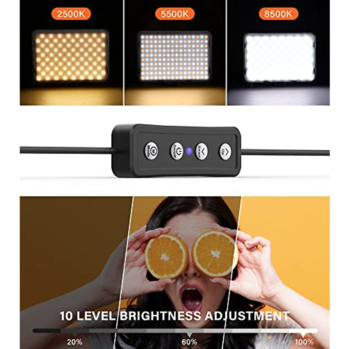 2 Pack LED Video Photography Lighting Kit with 62.99'' Tripod Stand, Unicucp 2500-8500K Dimmable Studio Streaming Light for Video Recording Filming, Live Game YouTube, Portrait Shooting, USB Charger