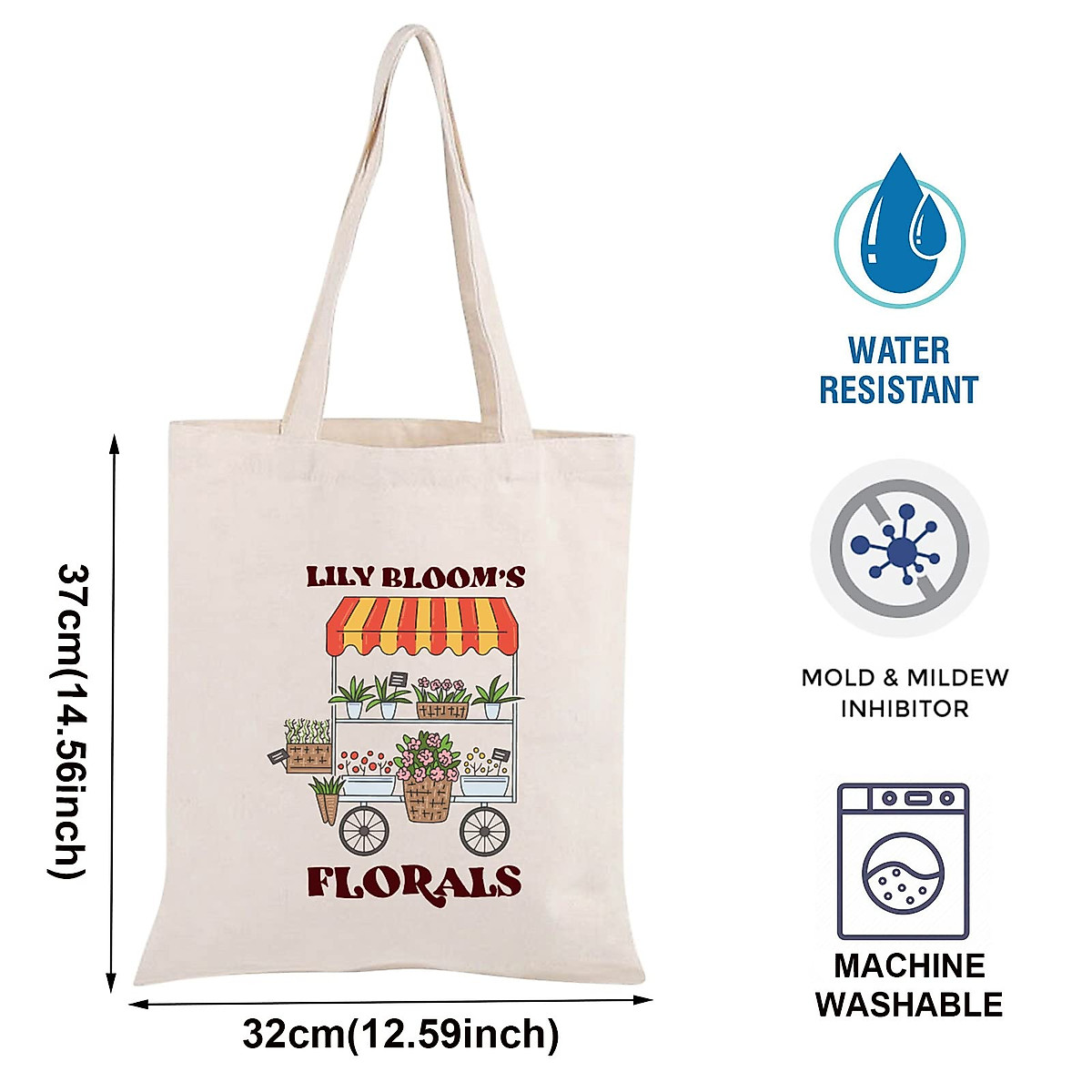 JNIAP Book Lovers Gifts Canvas Tote Bag for Women Book Tote Bag Aesthetic Literary Readers Gift Reader Bibliophile Bookworm Bag (Lily blooms tote)