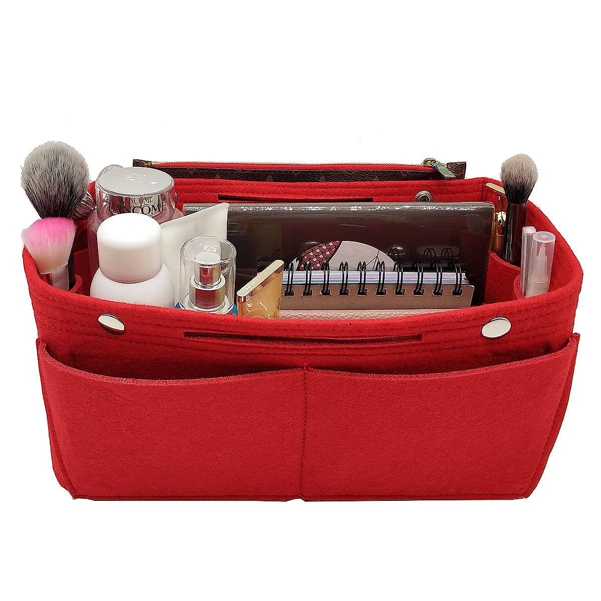 LEXSION Felt Purse Organizer Insert Bag organizer Multi Pocket Bag in Bag Organizer For Tote & Handbag Shaper 8008 Red L