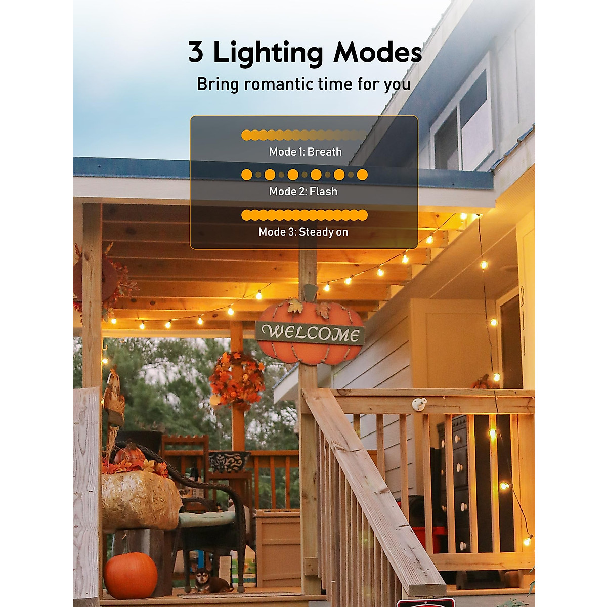 Brightown String Lights Outdoor Waterproof with Remote Cable Ties and Hooks, 38FT G40 Patio Lights with 15 LED Shatterproof E12 Bulbs, 3 Light Modes, Dimmable Hanging Lights for Backyard Party Decor