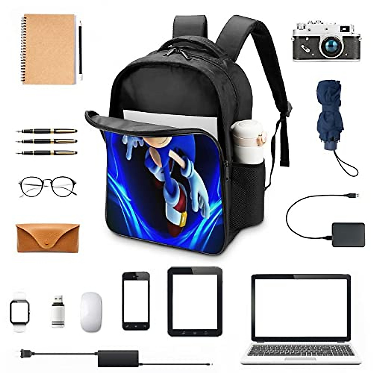 Lyzelre Anime Boy Backpacks Sets, Cartoon Laptop Backpack Printed Schoolbag 3 piece for Girls Boys Teens Elementary Middle School Bookbag Combo Set with Lunch Box and Pencil Bag