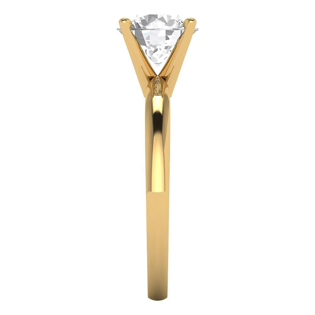 Clara Pucci 1.50 ct Round Cut Solitaire Moissanite Engagement Wedding Bridal Promise Anniversary Ring in 18K Yellow Gold Size 7.5