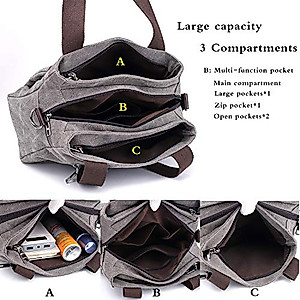 Chikencall® Women Hobo Handbags Casual Canvas Vintage Crossbody Bag Daily Multi Compartment Purses Shoulder Tote Shopper Bag