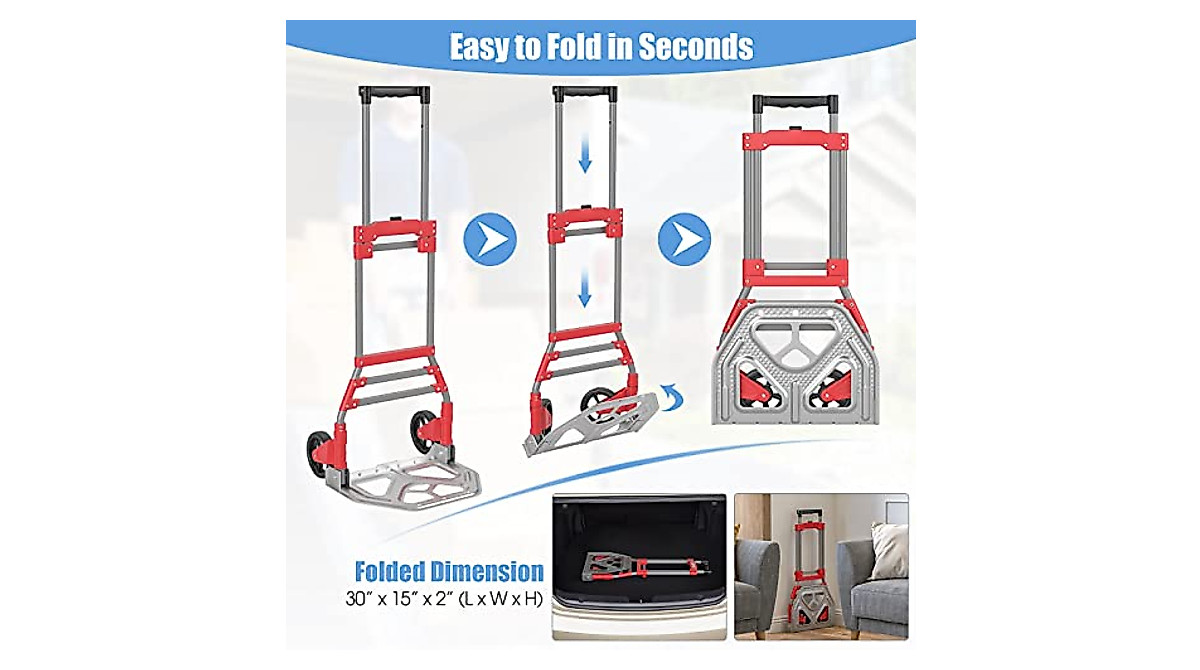 Goplus Folding Hand Truck - Lightweight & Portable Dolly Cart