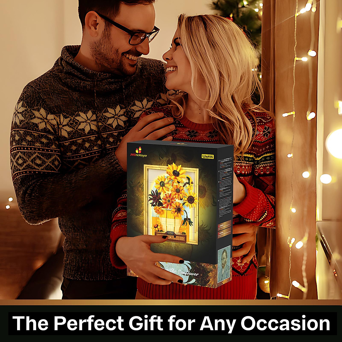 JMBricklayer Flowers Sunflower Building Sets for Adult with Lights 70004, Van Gogh Wall Art Crafts Ideas Flower Bouquet, Painting Frame Room Decor, Valentine’s Day Birthday Gifts for Women Girl