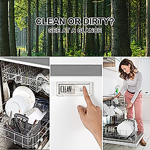 WOJOGO Dishwasher Magnet Clean Dirty Sign – Farmhouse Rustic Wood Clean Dirty Magnet Sign, Works for All Dishwashers, Dishwasher Accessories (White)