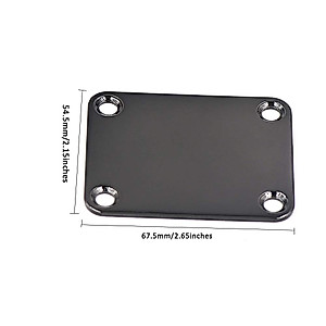 DISENS Bass Guitar Neck Plate with Mounting Screws,Replacement Metal Neckplate 4 Holes Neck Joint Board for Electric Guitar (Silver)