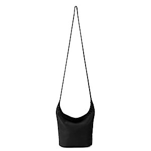 The Sak Asher Crossbody Bag in Leather, Purse with Single Shoulder Strap, Black