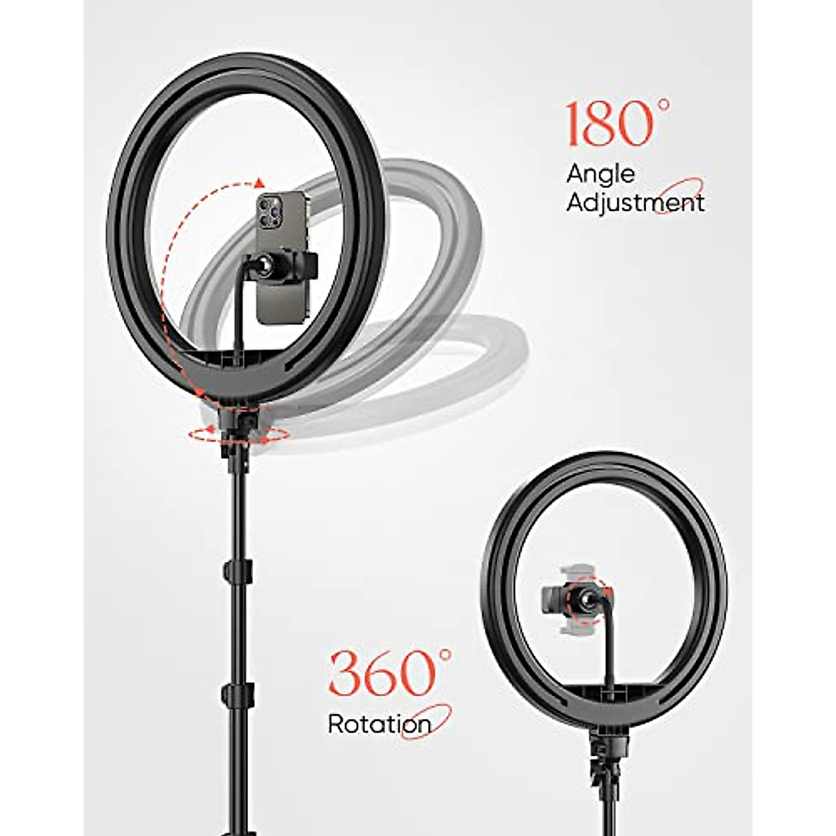 𝗡𝗲𝘄𝗲𝘀𝘁 13" Selfie Ring Light with Stand and Phone Holder, 63" Tripod for iPhone with Ring Light for YouTube/Tiktok, LED Ringlight for Make Up/Zoom Meeting/Photography, Ring Lights for Vlogs