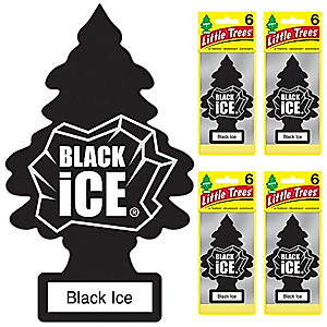 LITTLE TREES Air Fresheners Car Air Freshener. Hanging Tree Provides Long Lasting Scent for Auto or Home. Black Ice, 24 Air Fresheners