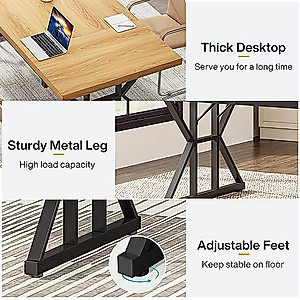 LITTLE TREE 70.8-Inch Large Executive Desk, Modern Computer Office Desk, Wooden Writing Desk Study Table for Home Office