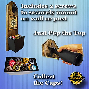 Beer Thirty Wall Mounted Bottle Opener and Cap Catcher- Handcrafted by a Vet - 100% Solid Pine, 3/4" Thick - Rustic Bottle Opener Sign and Bucket - Unique Gift that's Useable for Years!