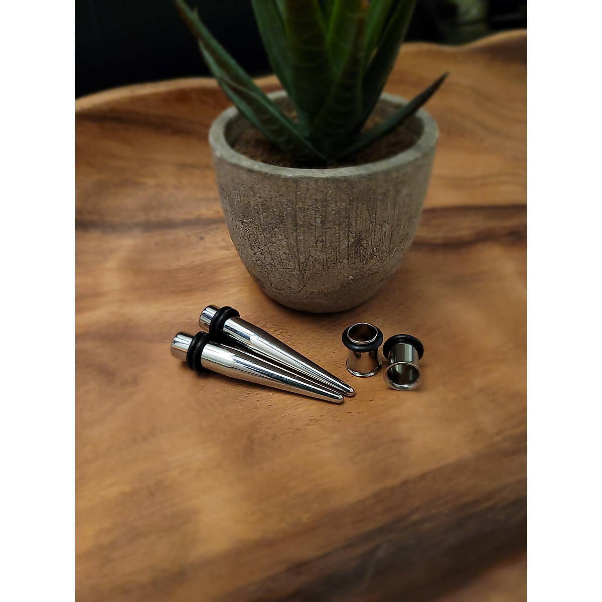 Zaya Body Jewelry 2 Pairs 1g 7mm and 9mm Steel Ear Stretching Kit Tapers & Tunnels