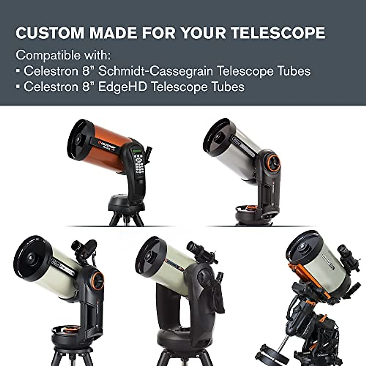 Celestron – EclipSmart Safe Solar Eclipse Telescope Filter – ISO 12312-2 Compliant – Works with 8” Schmidt-Cassegrain/EdgeHD Telescopes – Observe Eclipses & Sunspots – Secure Fit – Natural Orange Tint