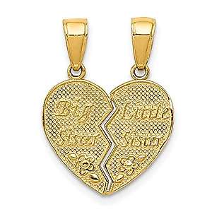 IceCarats 14K Yellow Gold Big Sister Little Break Apart Necklace Charm Pendant