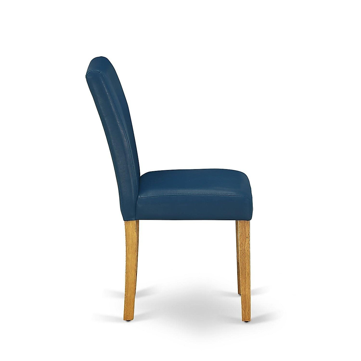 East West Furniture ABP4T55 Abbott Parson Kitchen Chairs - Oasis Blue Faux Leather Padded Dining Chairs, Set of 2, Oak