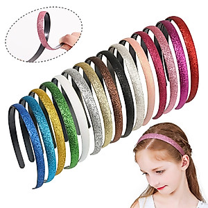 doboi 15 Colors Toddler Headbands Sparkle Plastic Headbands For Girls Glitter Thin Head Bands No Slip Fashion Girls Hard Toddler Hairbands