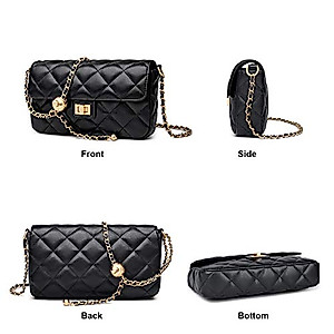 LAORENTOU Cow Leather Small Crossbody Bags for Women Quilted Handbag Purse with Chain Strap Shoulder Purse Clearance