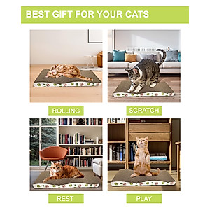 TIMHAKA Cat Scratching Board, Corrugate Cat Scratcher for Indoor Cats with Catnip, Cat Scratch Pad with Premium Scratch Textures Design, Cardboard Cat Scratcher with Double-Sided Usability (Pack of 2)