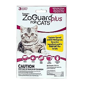 ZoGuard Plus Flea and Tick Prevention for Small Cats – Flea & Tick Prevention for Cats Over 1.5lbs (3 Doses)