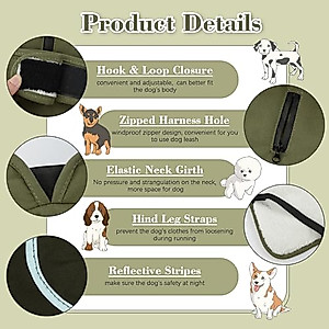 Kuoser Canvas Dog Winter Coat, Warm Dog Jacket Reflective Fleece Dog Cold Weather Coat Warm Doggie Clothes Waterproof Dog Vest with Zipper Leash Hole for Small Medium Large Dogs