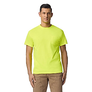 Gildan mens Dryblend Workwear T-shirts With Pocket, 2-pack T Shirt, Safety Green, 3X-Large US