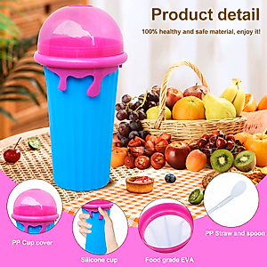 Slushy Cup, 500ml Magic Slushy Maker Cup TIK TOK Quick Frozen Magic Cup Double Layers Slushie Cup Portable Quick Frozen Smoothies Squeeze Cooling Cup