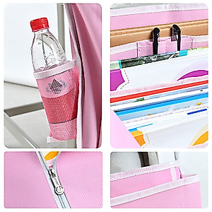 TINAYAUE Desk-Side Book Hanging Storage Pocket Multi-Layer Students Classroom Desk Side Hanging Caddy Organizer Paper File Sorter Rack Shelf Pens Holder Space Saver Storage Bags