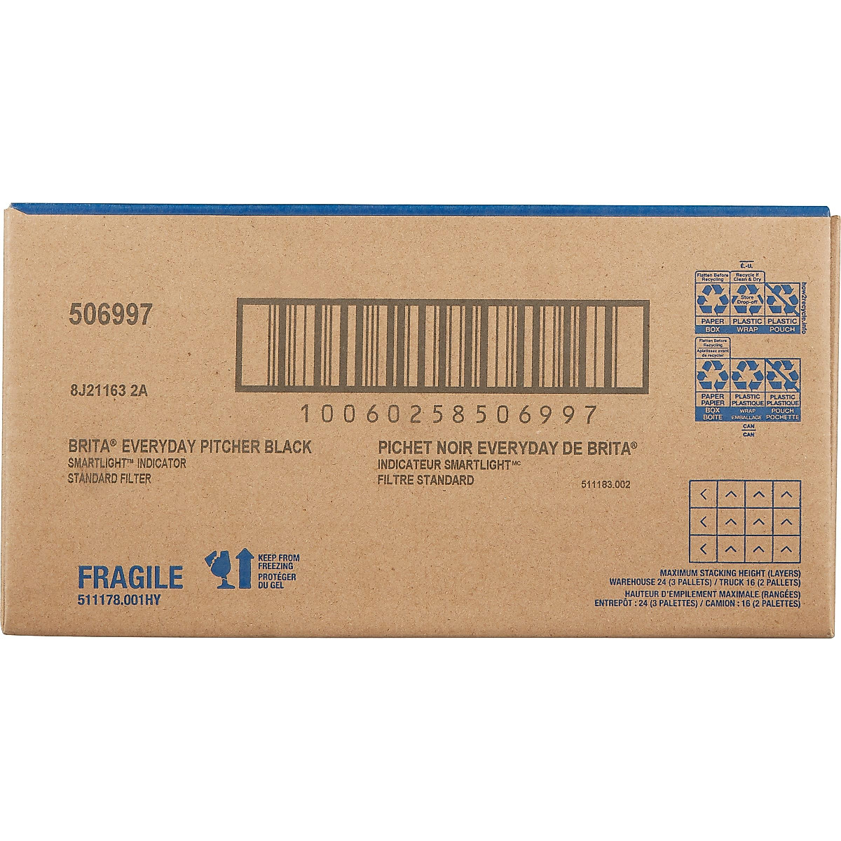 Brita Large Water Filter Pitcher for Tap and Drinking Water with SmartLight Filter Change Indicator + 1 Standard Filter, Lasts 2 Months, 10-Cup Capacity, Black