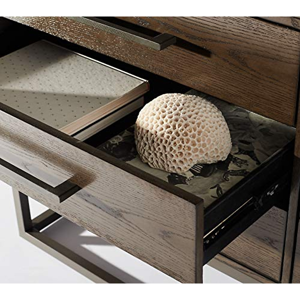 Safavieh Couture Collection Estelle Dark Walnut 6-Drawer Dresser, Ash Brown/Gunmetal