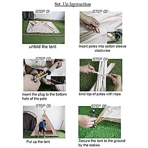 WINTENT Waterproof Cotton Canvas Teepee Tent with Stove Hole for 2-3 Persons