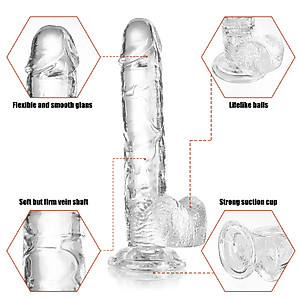 7.2 inch Realistic Dildo with Strong Suction Cup, Jelly Dildo,with Body-Safe Material for Beginner, Women,Men and Gay