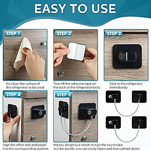 12 Pack Refrigerator Lock with 12 Keys Fridge Locks Combination Adhesive Child Safety Cabinet Lock Freezer Door Lock for Kid Child Adult File Drawer Kitchen Appliance Furniture Closet (Black)