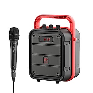 Shinco Bluetooth Speaker with Microphone, Portable Karaoke Machine with Remote Control, Audio Recording, FM Radio, Perfect for Kids