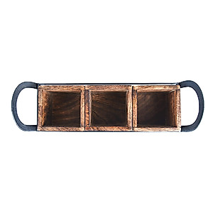 Eximious India Wooden Utensil Cutlery Holder Caddy Flatware and Silverware Organizer Spoons, Forks, Knifes and Napkin Supplies (Design 8)