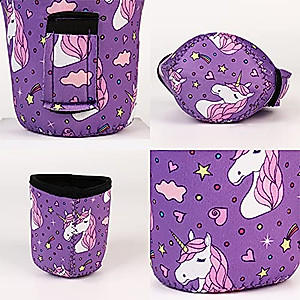 HaiMay 6 Pieces Reusable Ice Cream Sleeves Ice Cream Cover Ice Cream Holder Covers with Spoon Holder, Unicorn Style