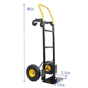 Folding Hand Truck, Transformable Hand Truck, 2 Wheel Dolly Cart and 4 Wheel Push Cart, 330 Lbs Capacity Heavy Duty Platform Cart with Swivel Wheels