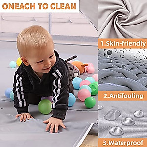 Baby Playpen Palopalo 71''x59'' Playard for Babies and Toddlers Extra Large Play Pen Baby Activity Center Mesh Baby Fence Infants Sturdy Safety Area All Wrapped Cushion & Anti-Slip Base, Gray