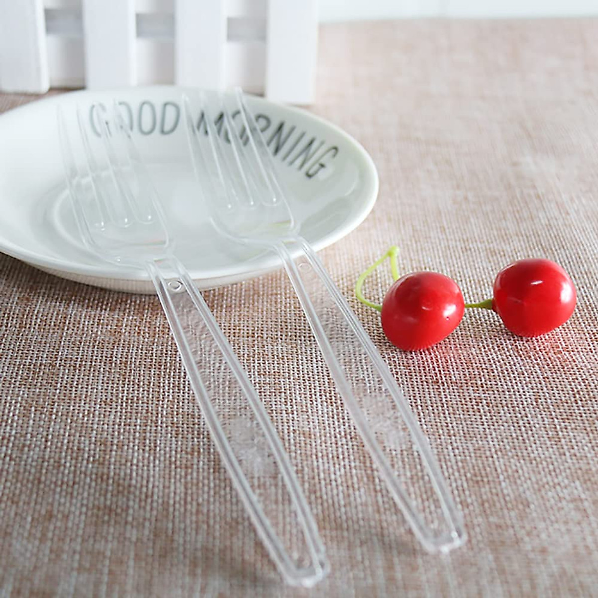 MOACOCK 200 Count Plastic Silverware, Heavy Weight Plastic Forks Spoons Disposable Utensils Cutlery Set for Wedding Party Supplies Everyday Use