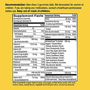 Nature’s Way Alive! Men’s 50+ Premium Gummies, 15 Vitamins and Minerals, Grape, Orange and Cherry Flavored Gummies, 75 Gummies