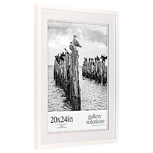 Gallery Solutions - 20"x24" White Frame - Double White Mat - Wall/Tabletop Display - Perfect Fit for 16"x20" Photos - Versatile Mounting Options - Rectangular Tabletop - Poster Frame
