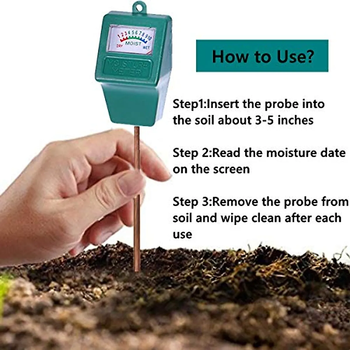Hathdia Soil Moisture Meter,Plant Hygrometer Moisture Sensor Plant Water Monitor for Potted Plants,Garden,Farm, Lawn(No Battery Needed)