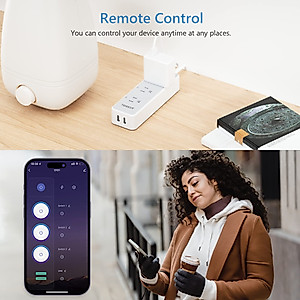 Smart Power Strip Surge Protector 900J, TESSAN WiFi Extension Cord with 3 Individually Remote Controlled Outlets Socket 2 USB, Wall Mountable Timer Smart Plug Compatible with Alexa& Google Home