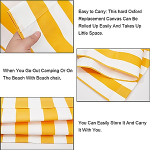 GORGECRAFT 44x17 Beach Sling Chair Replacement Canvas 1mm Thick Yellow and White Stripes Outdoor Furniture Folding Sling Lounge Chair Fabric Patio Sling Chairs Cloth for Sunbathing Garden Courtyard