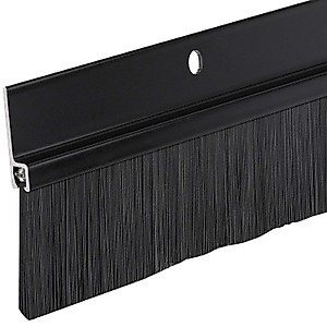 Brush Sweep Door Sweep with 1" Aluminum Holder and 1 1/2" Black Brush (4 FT Black)