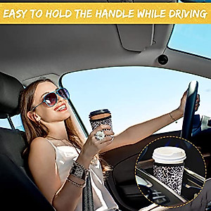 TIESOME Reusable Iced Coffee Sleeves, Leopard Print 3 Pieces Neoprene Cup Sleeve Coffee Cup Holder for Iced & Hot Drinks Beverages Sleeve for Most Coffee S+M+L 3 Size