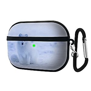 Trofung Luxury PU Leather Protective Shockproof Cover Case Compatible with AirPods Pro 2019 - Arctic Fox in Winter Snow-3